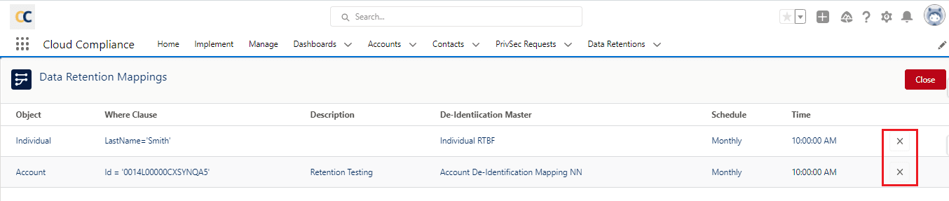 Import/Export Data Retention mappings - Cloud Compliance